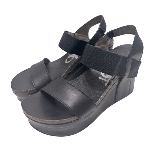 OTBT | Shoes | Otbt Bushnell Sandals Womens Us 85 Black Leather Wedge ...